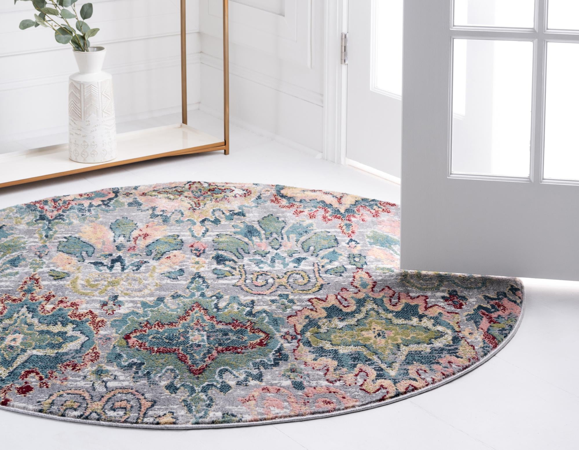 Multicolor 5' x 5' Charleston Round Rug | Rugs.com