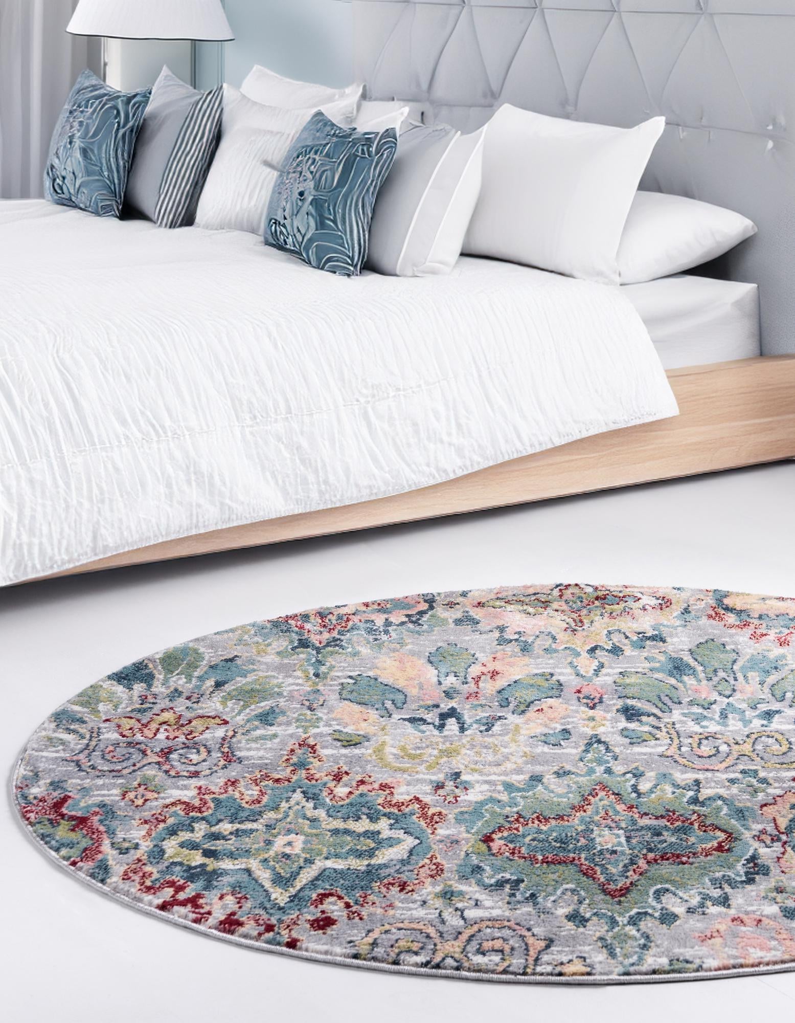 Multicolor 5' x 5' Charleston Round Rug | Rugs.com