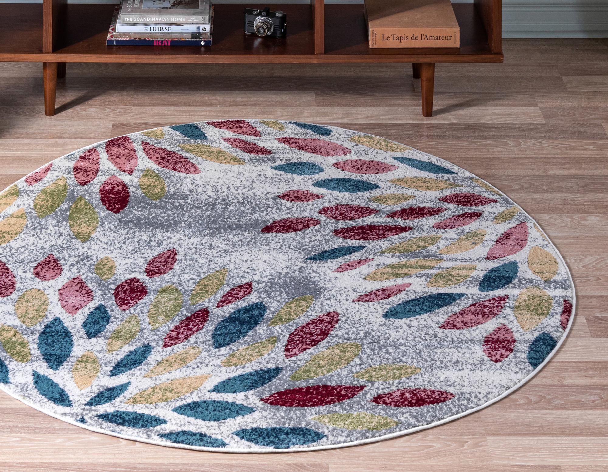 Multicolor 5' x 5' Charleston Round Rug | Rugs.com
