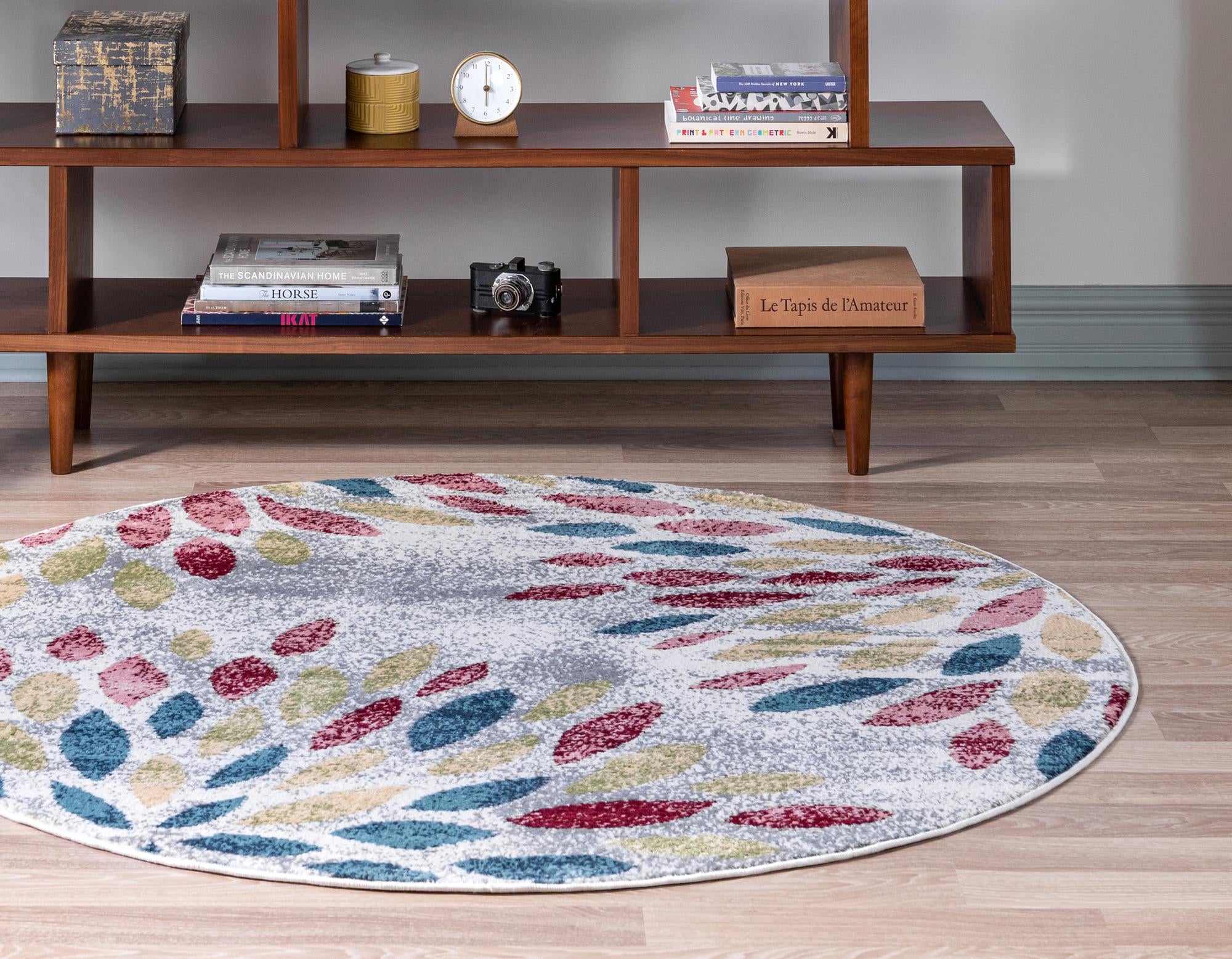 Multicolor 5' x 5' Charleston Round Rug | Rugs.com
