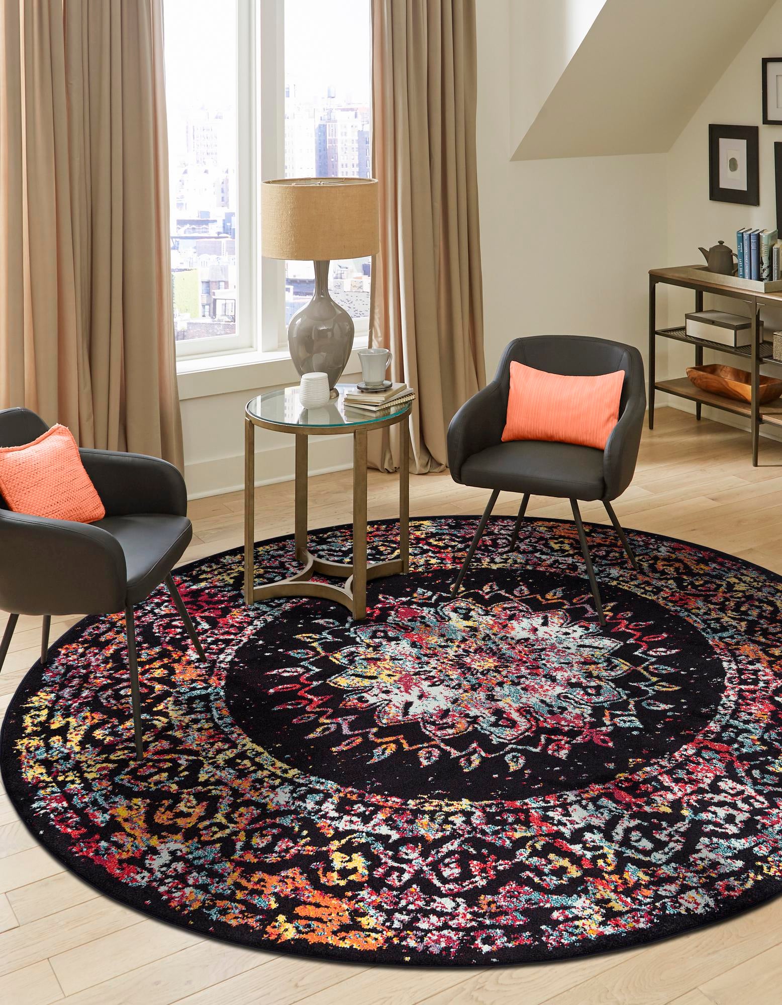 Multicolor 3' x 3' Madeline Round Rug | Rugs.com