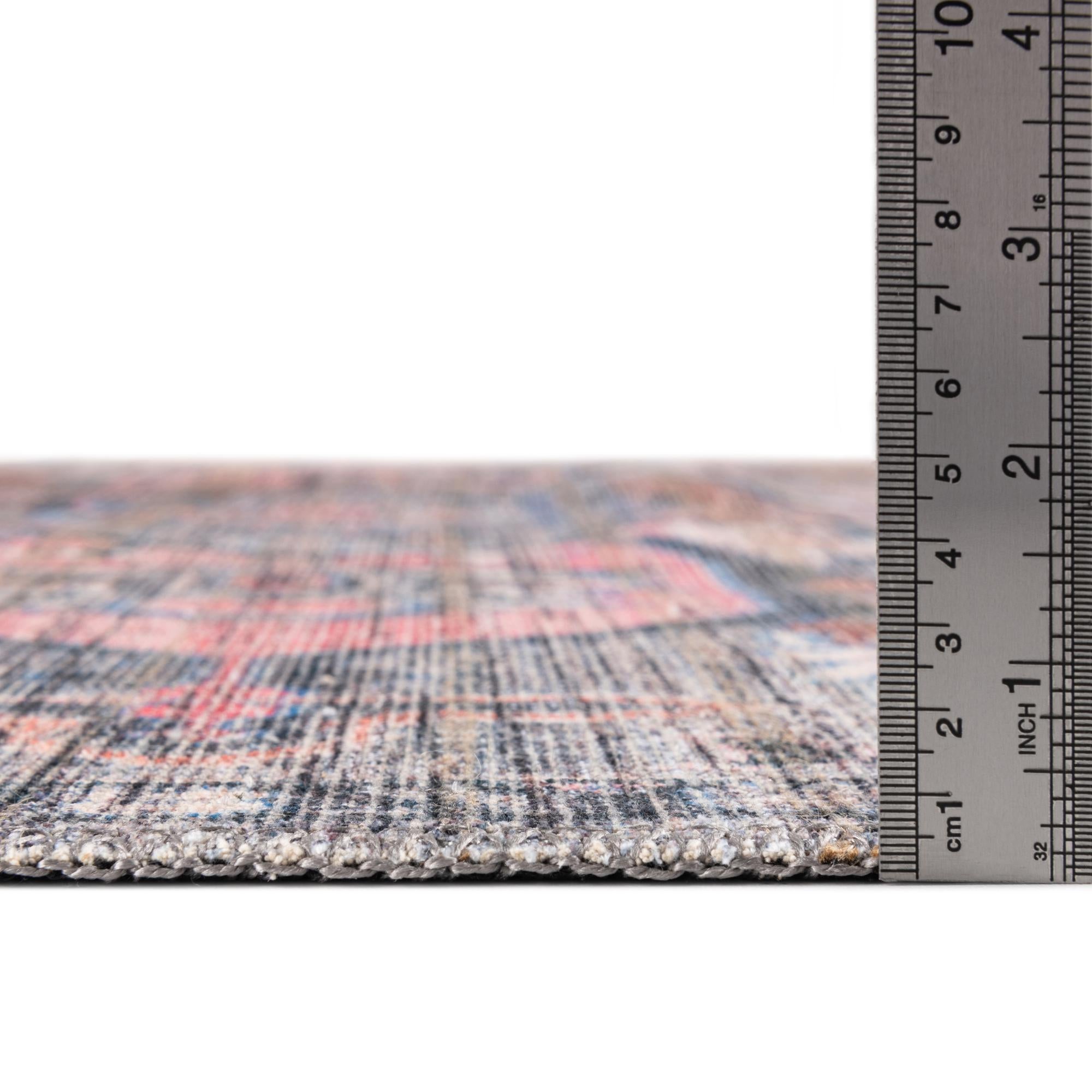 Multicolor 3' 3 x 3' 3 Washable Nostalgia Round Rug | Rugs.com