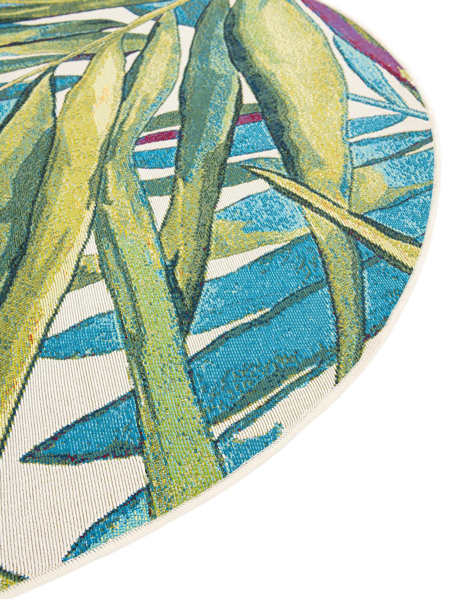 Multicolor 10' x 10' Botanical Indoor / Outdoor Round Rug | Rugs.com