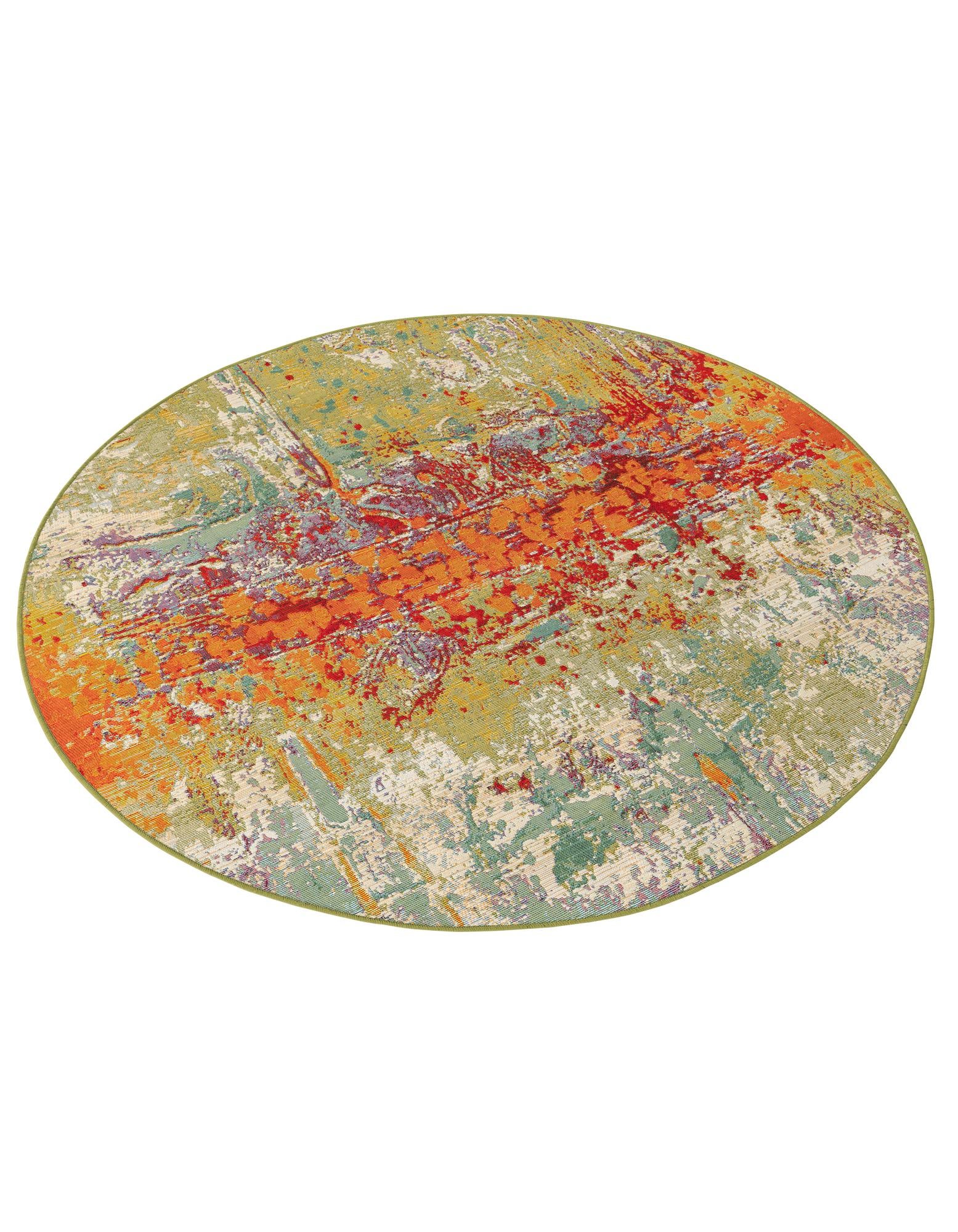 Multicolor 5' x 5' Modern Indoor / Outdoor Round Rug | Rugs.com