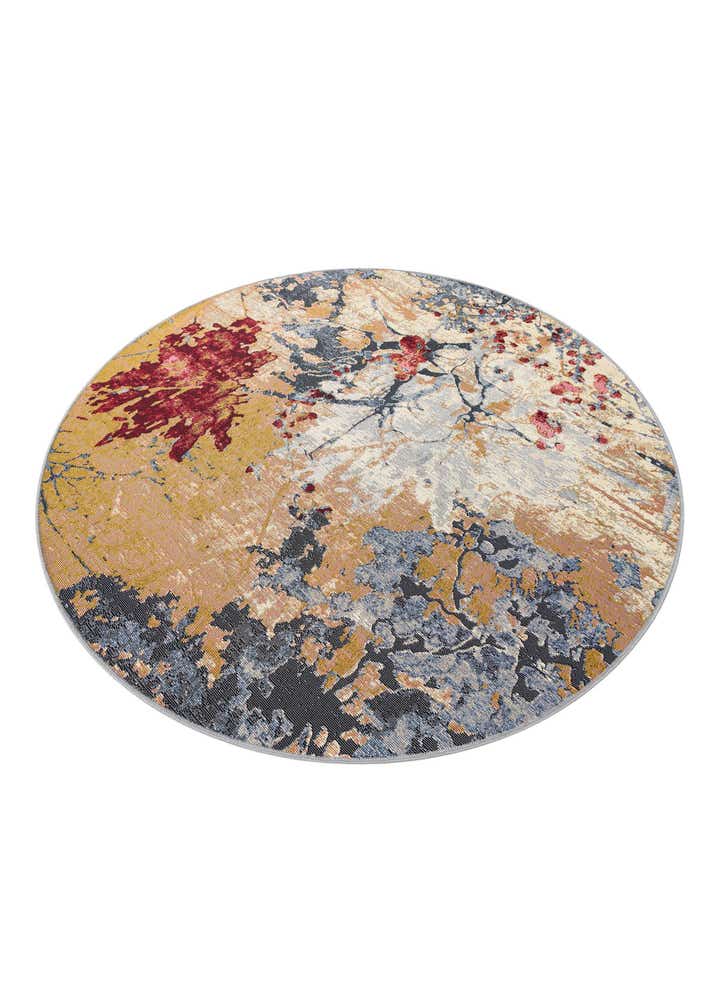 Multicolor 5' 3 x 5' 3 Washable Modern Indoor / Outdoor Round Rug ...
