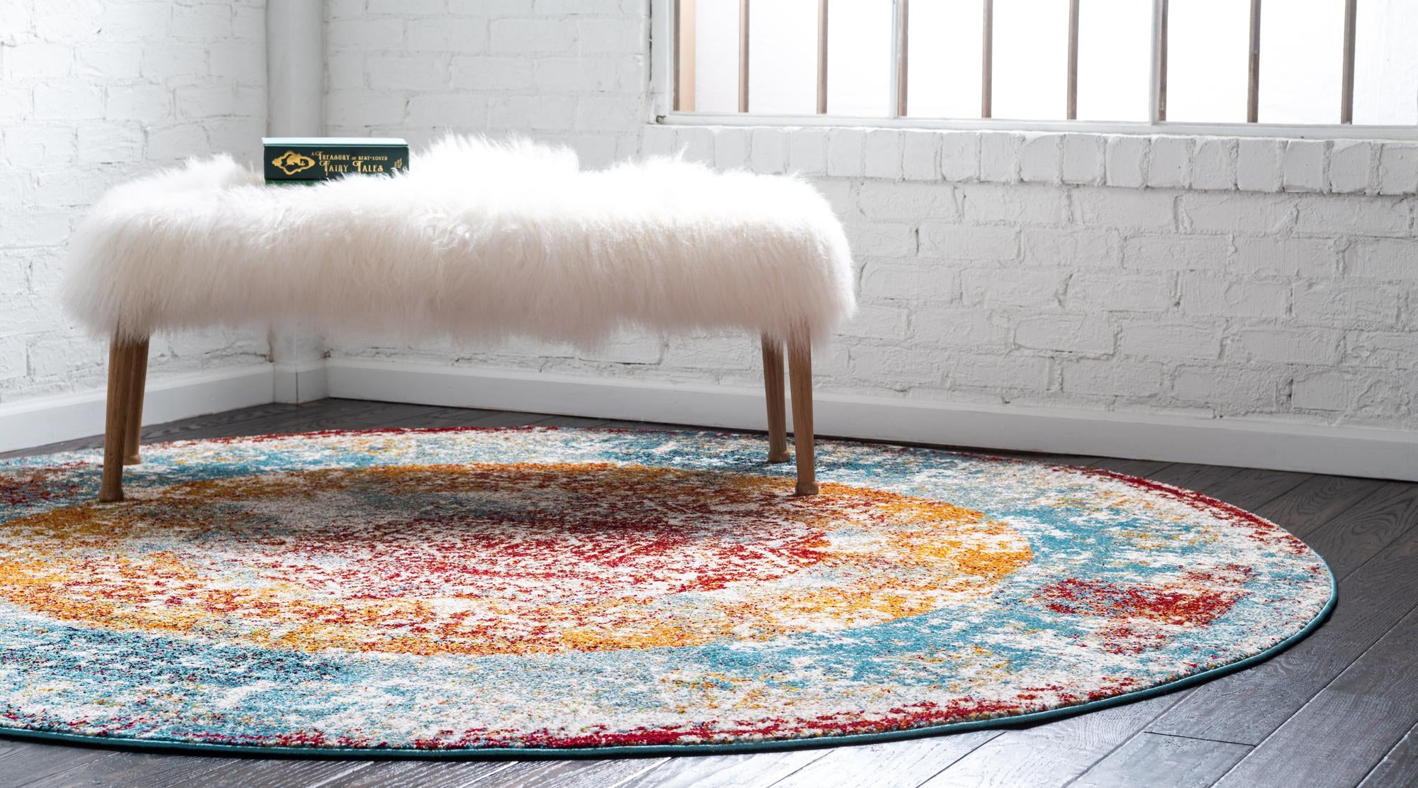 Multicolor 3' 3 x 3' 3 Veneto Round Rug | Rugs.com