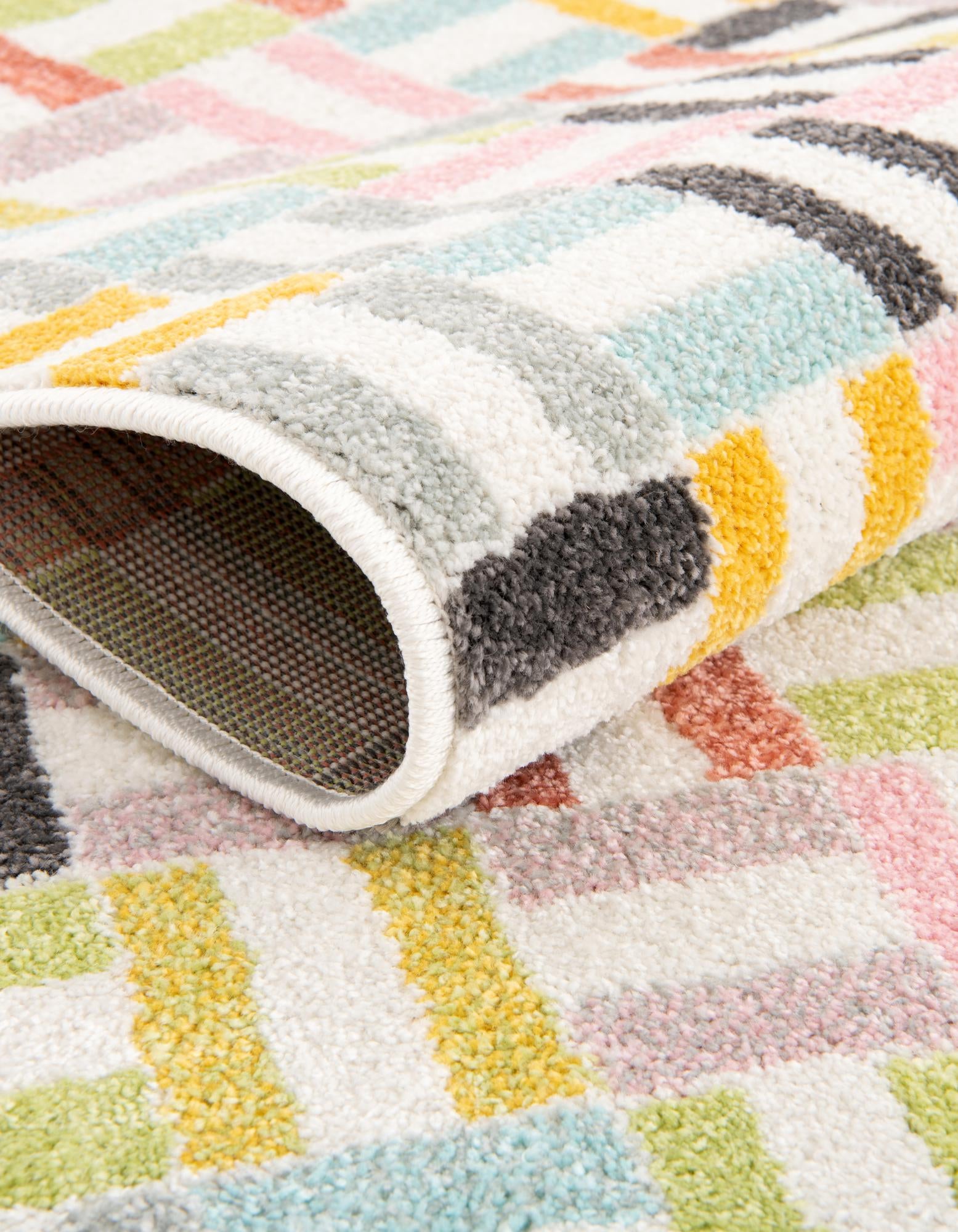 Multicolor 5' 3 x 5' 3 Checkered Whimsy Kids Round Rug | Rugs.com