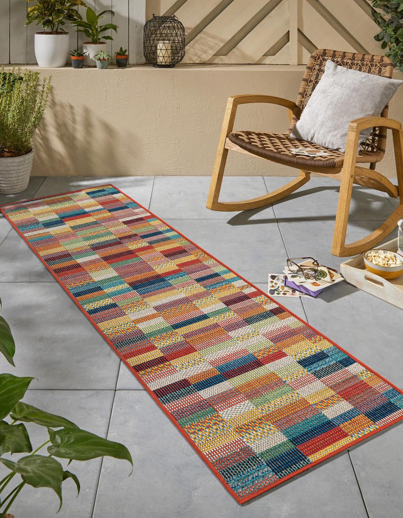 Multicolor 2' x 8' Baja Indoor / Outdoor Runner Rug | Rugs.com