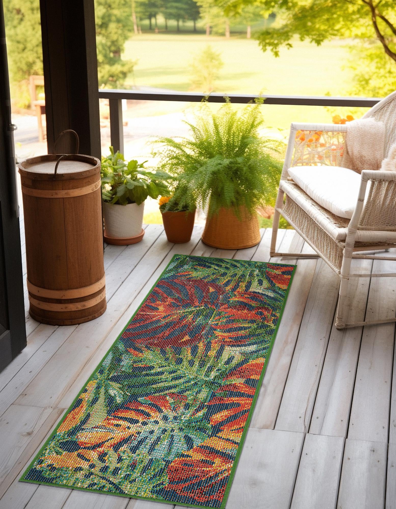 Multicolor 2' x 8' Baja Indoor / Outdoor Runner Rug | Rugs.com