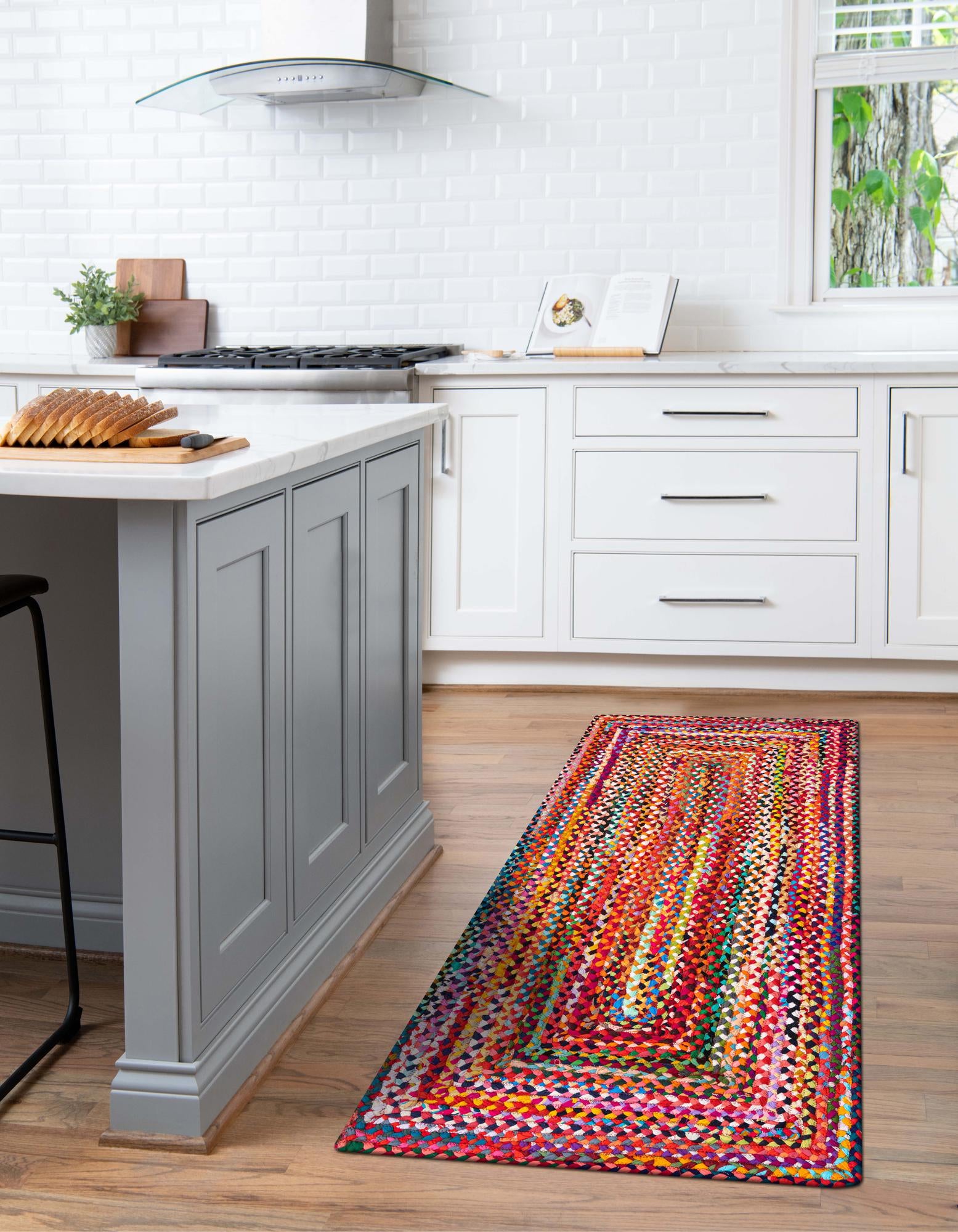 Multicolor 2' 7 x 13' 1 Hand Braided Chindi Runner Rug | Rugs.com