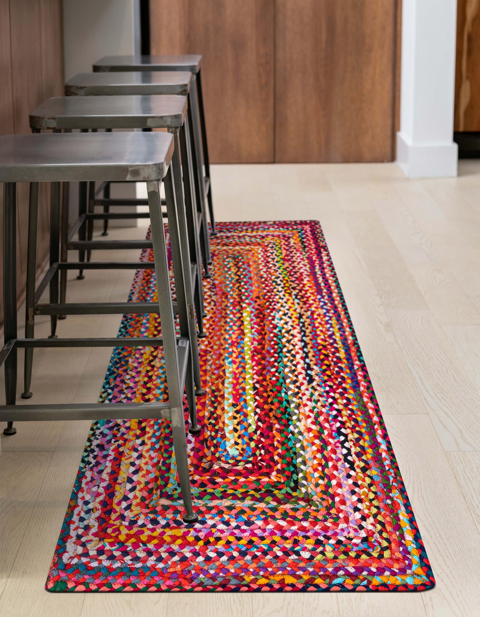 Multicolor 2' 7 x 13' 1 Hand Braided Chindi Runner Rug | Rugs.com