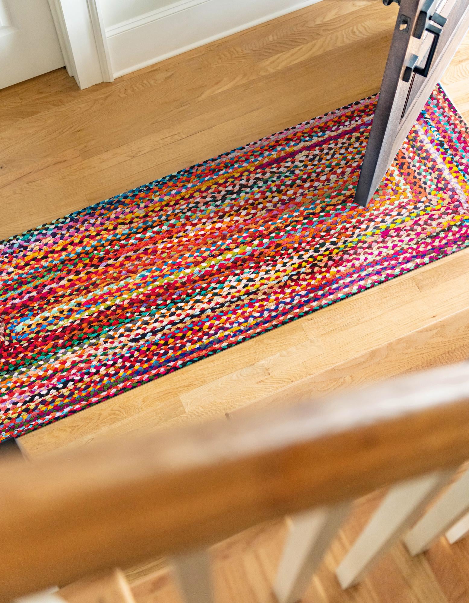 Multicolor 2' 7 x 6' 1 Hand Braided Chindi Runner Rug | Rugs.com