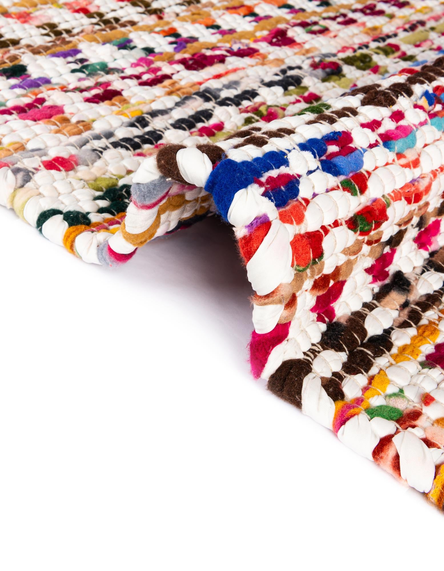 Multicolor 2' 7 x 6' 1 Hand Woven Braided Chindi Runner Rug | Rugs.com