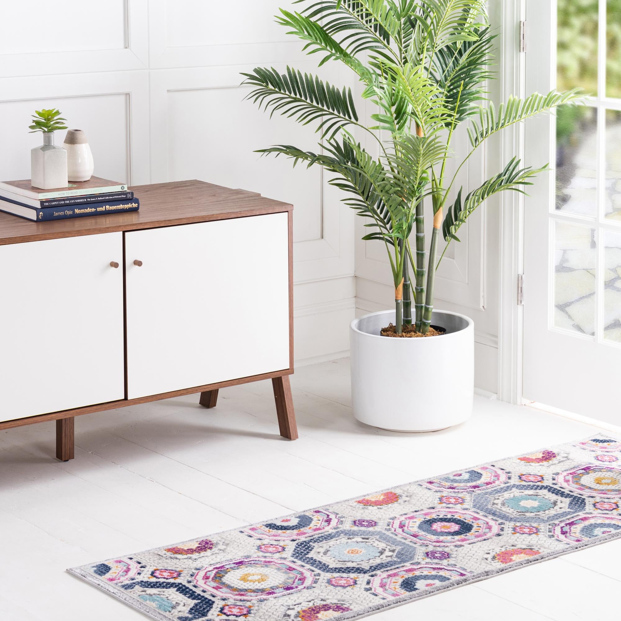 Multicolor 2' x 6' Lattice Frieze Runner Rug | Rugs.com