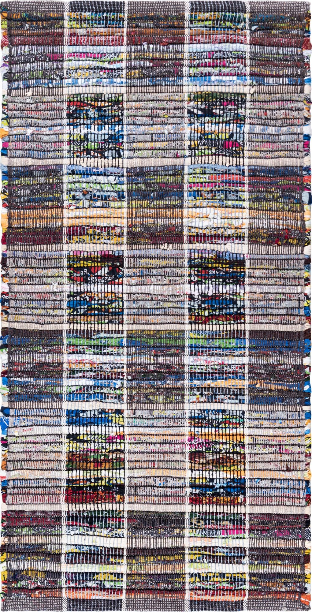 Multicolor 2' 2 x 6' 1 Hand Woven Chindi Trellis Runner Rug | Rugs.com