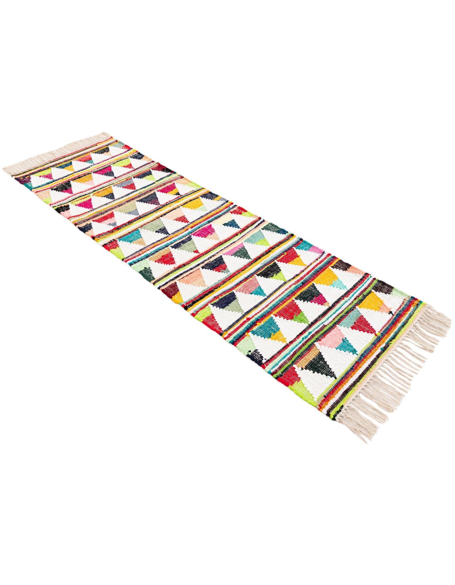 Multicolor 2' 2 x 6' 1 Hand Woven Chindi Trellis Runner Rug | Rugs.com