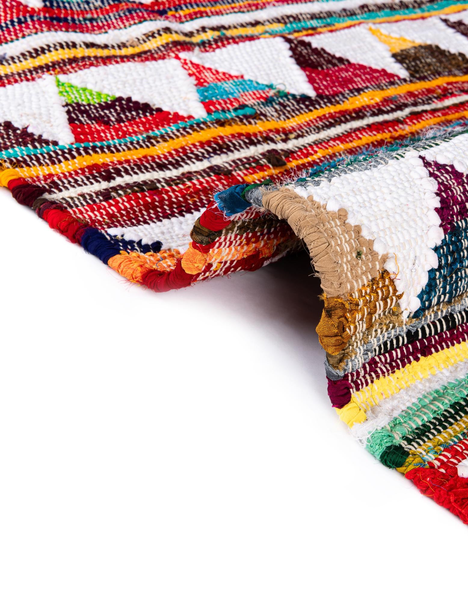 Multicolor 2' 2 x 6' 1 Hand Woven Chindi Trellis Runner Rug | Rugs.com