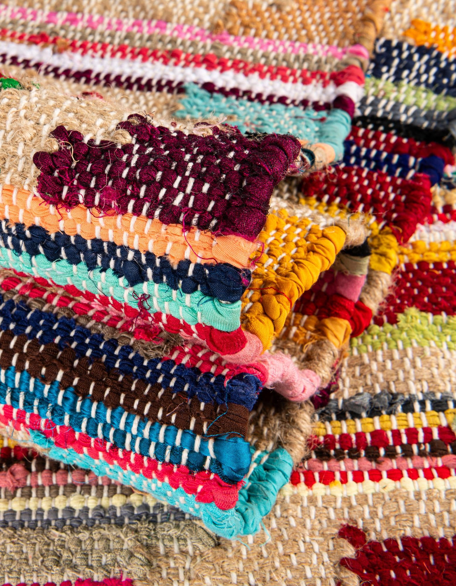 Multicolor 2' 2 x 6' 1 Hand Woven Chindi Trellis Runner Rug | Rugs.com