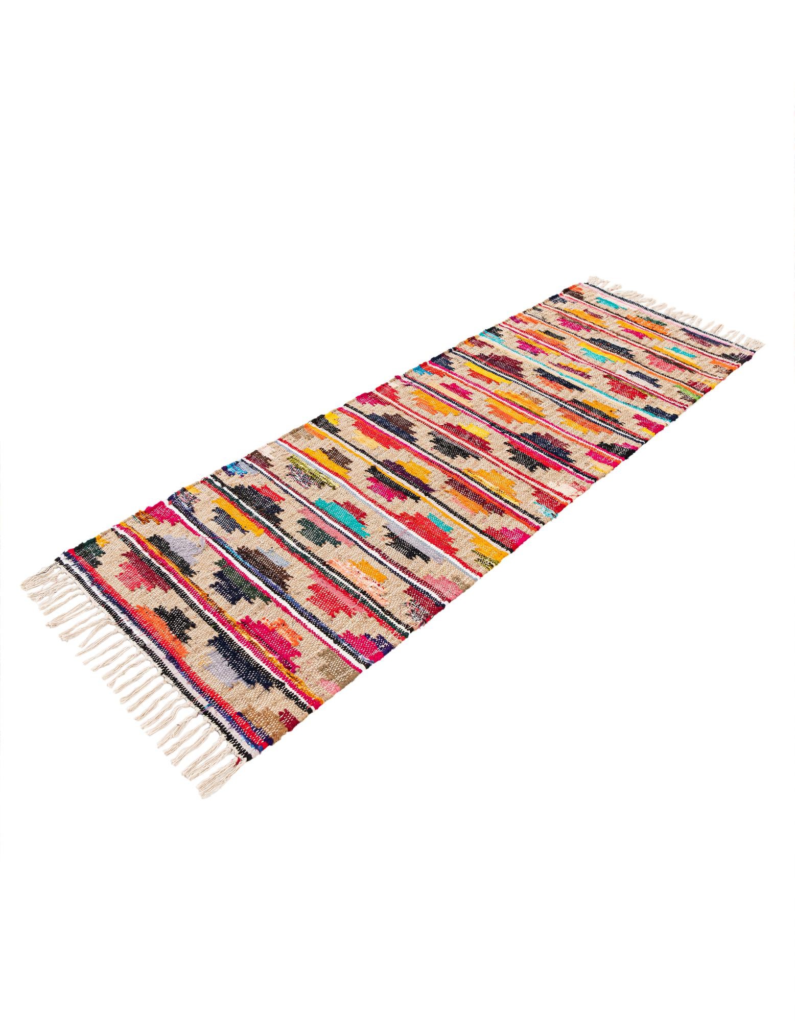 Multicolor 2' 2 x 6' 1 Hand Woven Chindi Trellis Runner Rug | Rugs.com