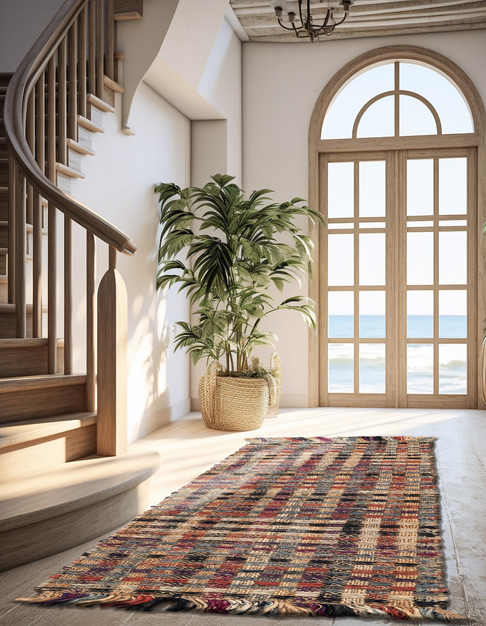 Multicolor 2' x 8' Hand Woven Chunky Jute Runner Rug | Rugs.com