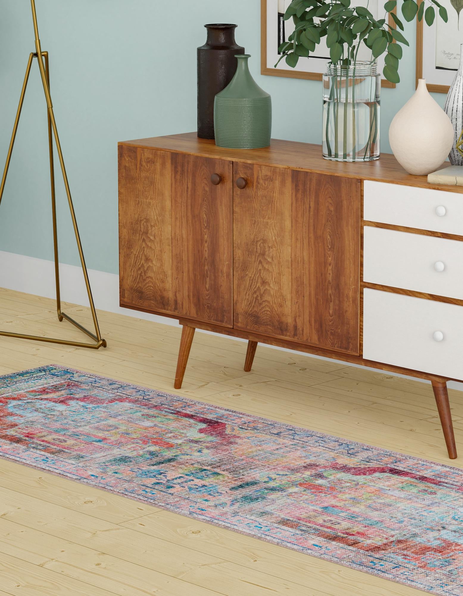 Multicolor 2' x 6' Washable Maahru Runner Rug | Rugs.com