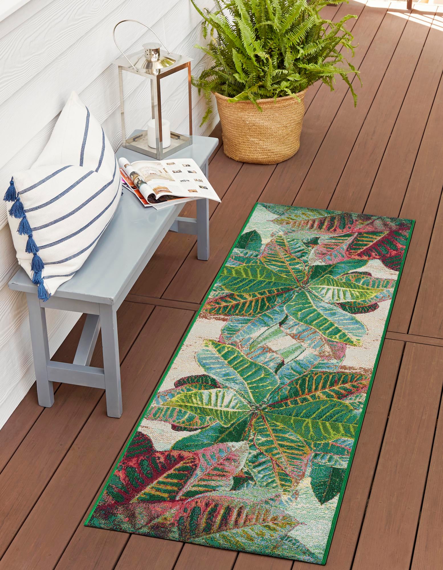 Multicolor 2' 7 x 12' Botanical Indoor / Outdoor Runner Rug | Rugs.com