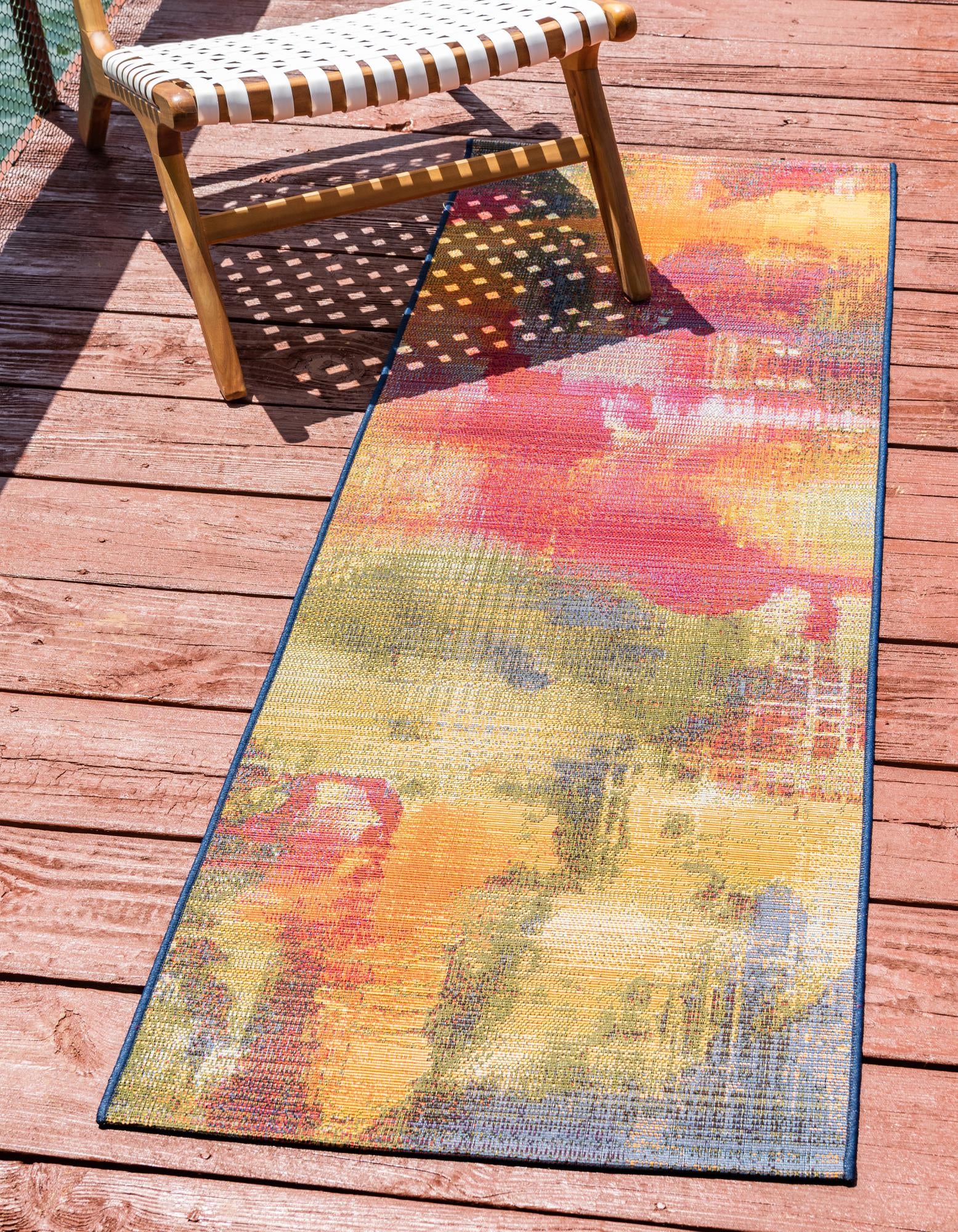 Multicolor 2' x 6' Modern Indoor / Outdoor Runner Rug | Rugs.com