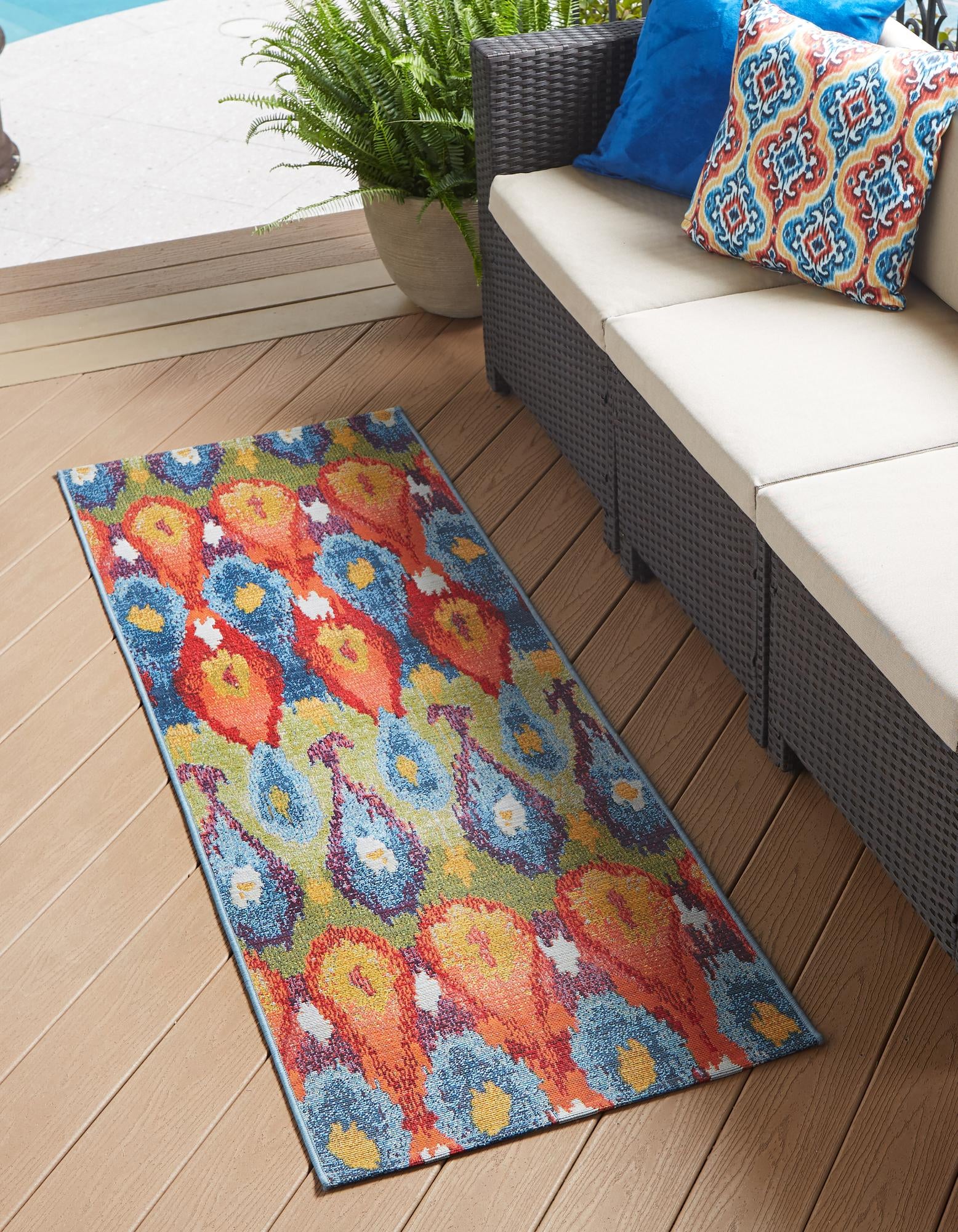 Multicolor 2' 7 x 12' Modern Indoor / Outdoor Runner Rug | Rugs.com