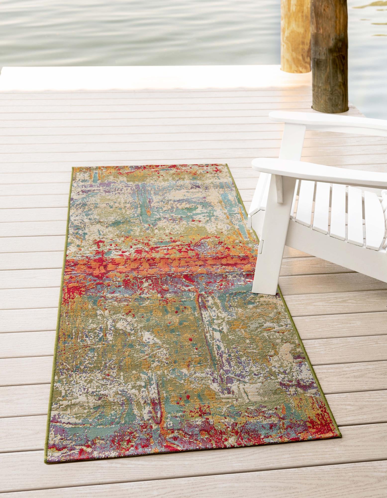 Multicolor 2' x 6' Modern Indoor / Outdoor Runner Rug | Rugs.com