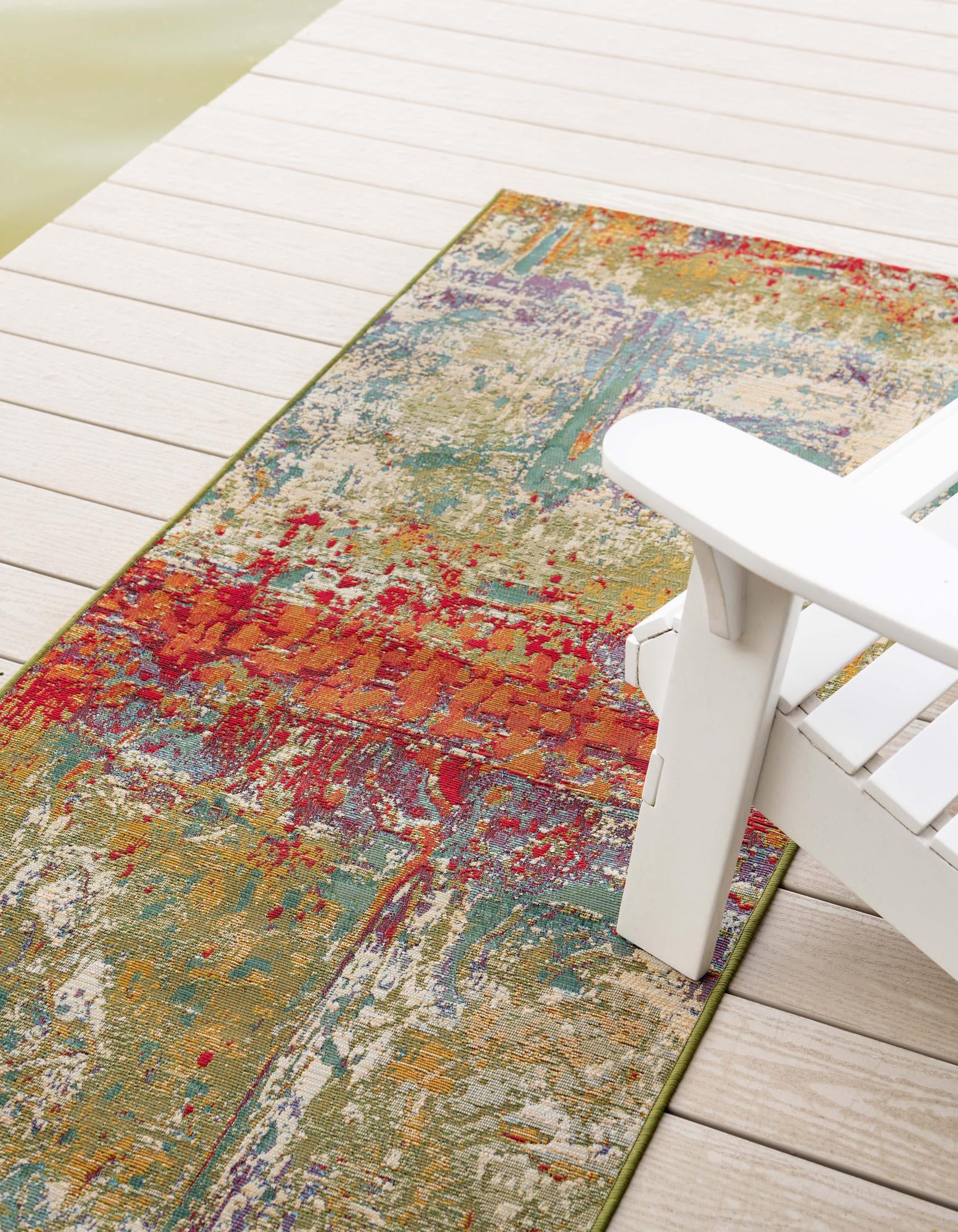 Multicolor 2' x 6' Modern Indoor / Outdoor Runner Rug | Rugs.com