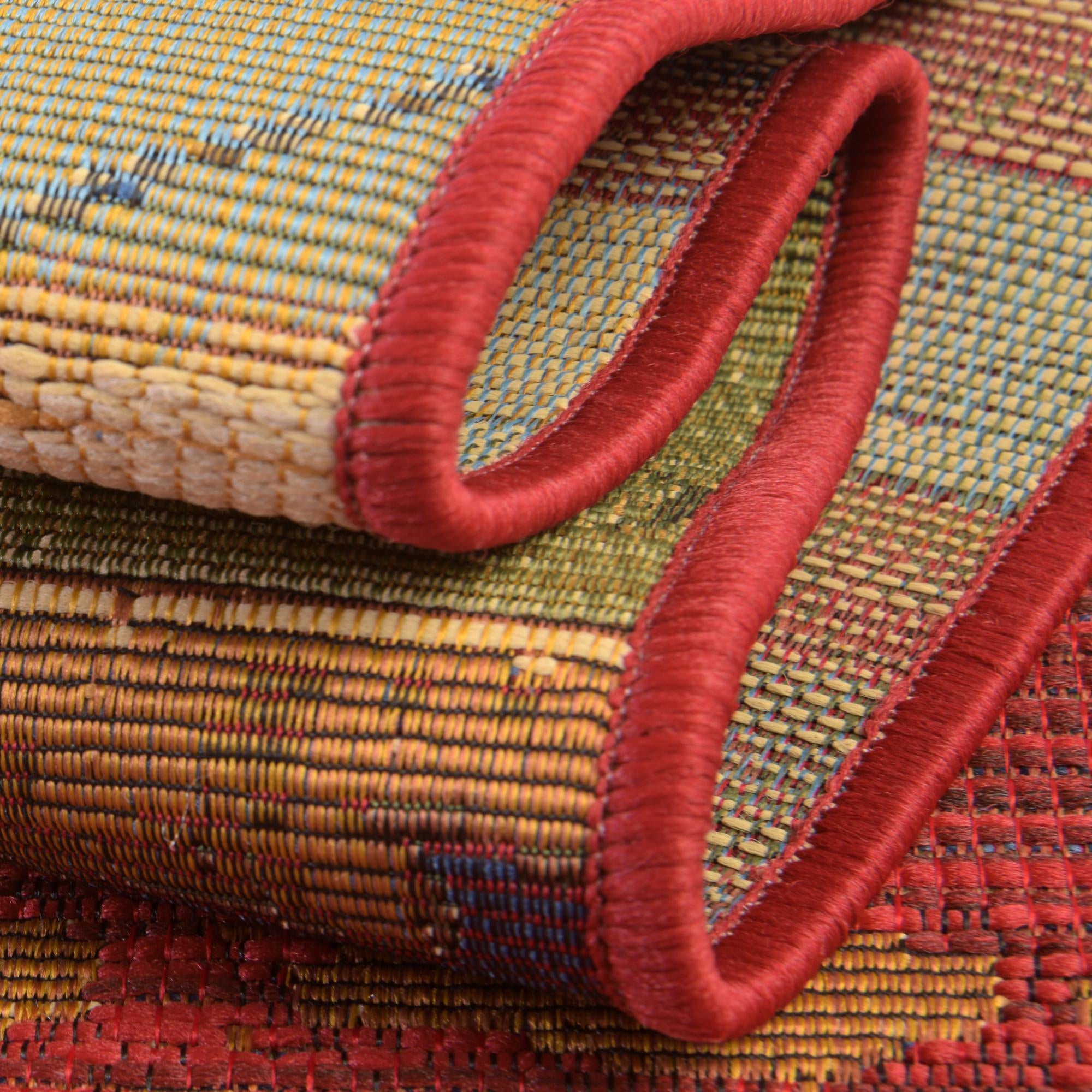 Multicolor 2' x 6' Modern Indoor / Outdoor Runner Rug | Rugs.com