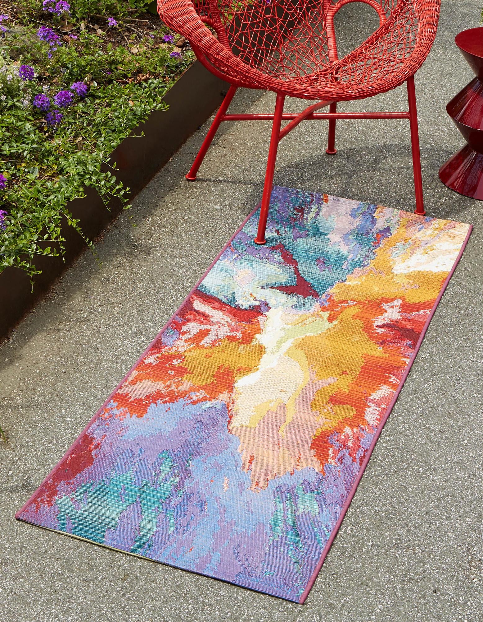 Multicolor 2' 7 x 11' Modern Indoor / Outdoor Runner Rug | Rugs.com