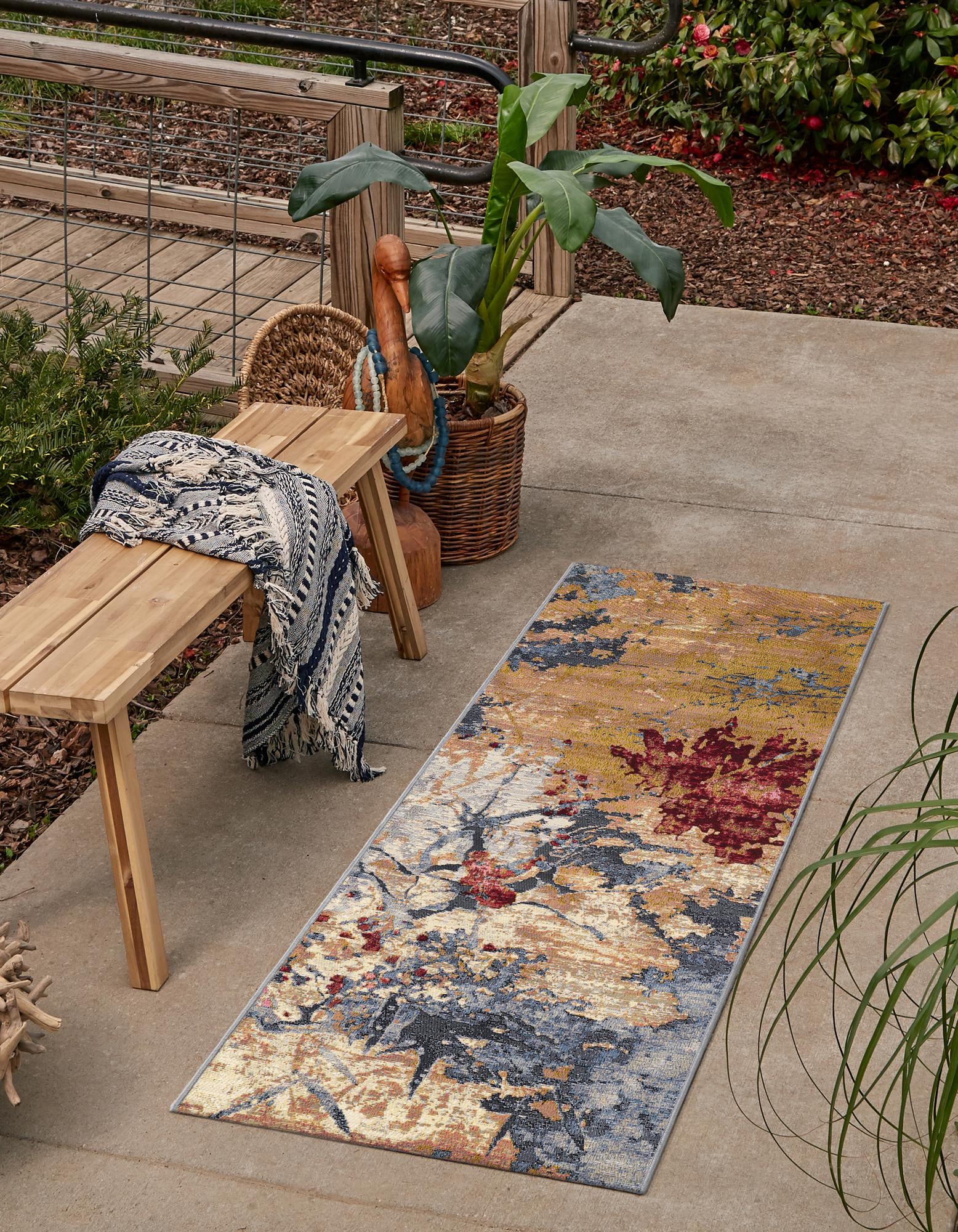 Multicolor 2' x 8' Modern Indoor / Outdoor Runner Rug | Rugs.com