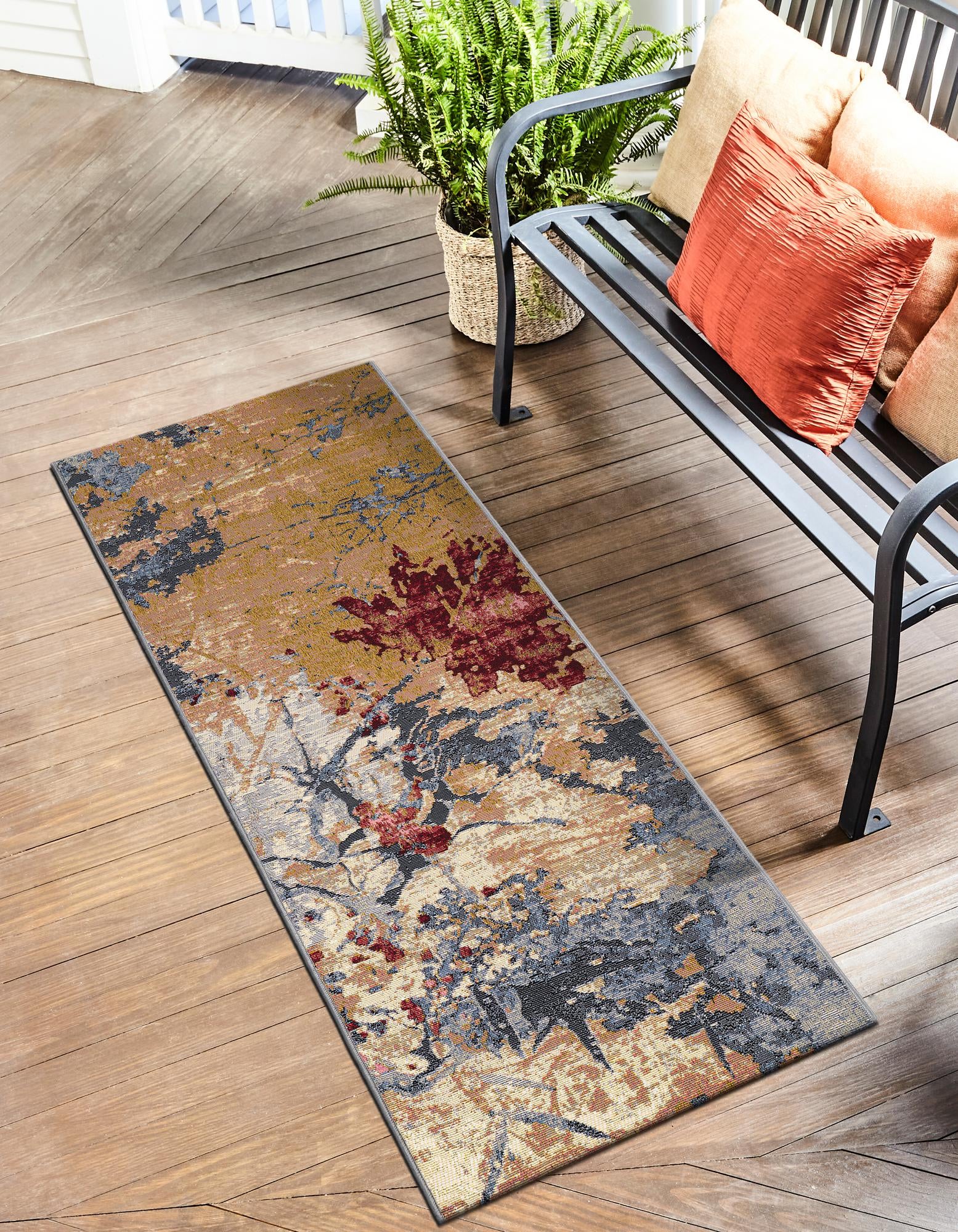 Multicolor 2' x 8' Modern Indoor / Outdoor Runner Rug | Rugs.com