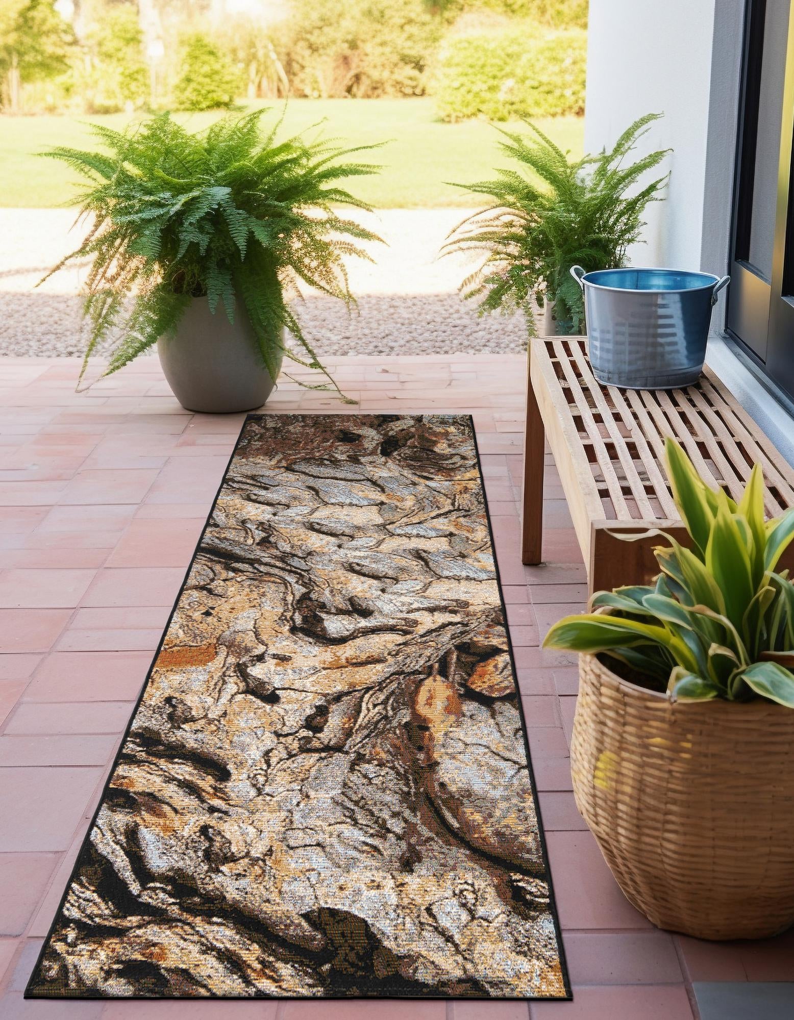 Multicolor 2' 7 x 12' Modern Indoor / Outdoor Runner Rug | Rugs.com