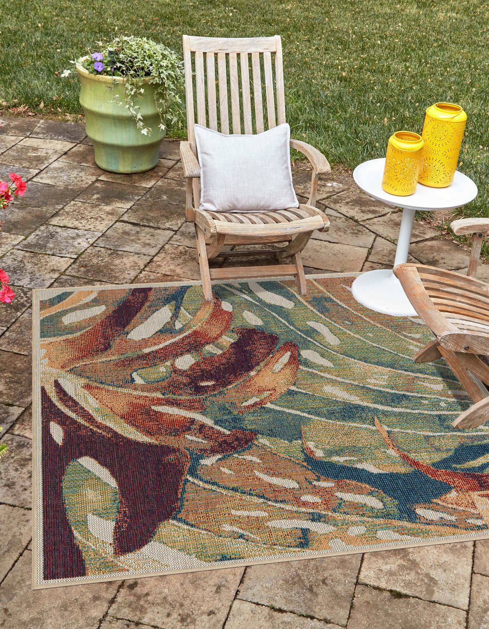 Multicolor 6' x 6' Baja Indoor / Outdoor Square Rug | Rugs.com