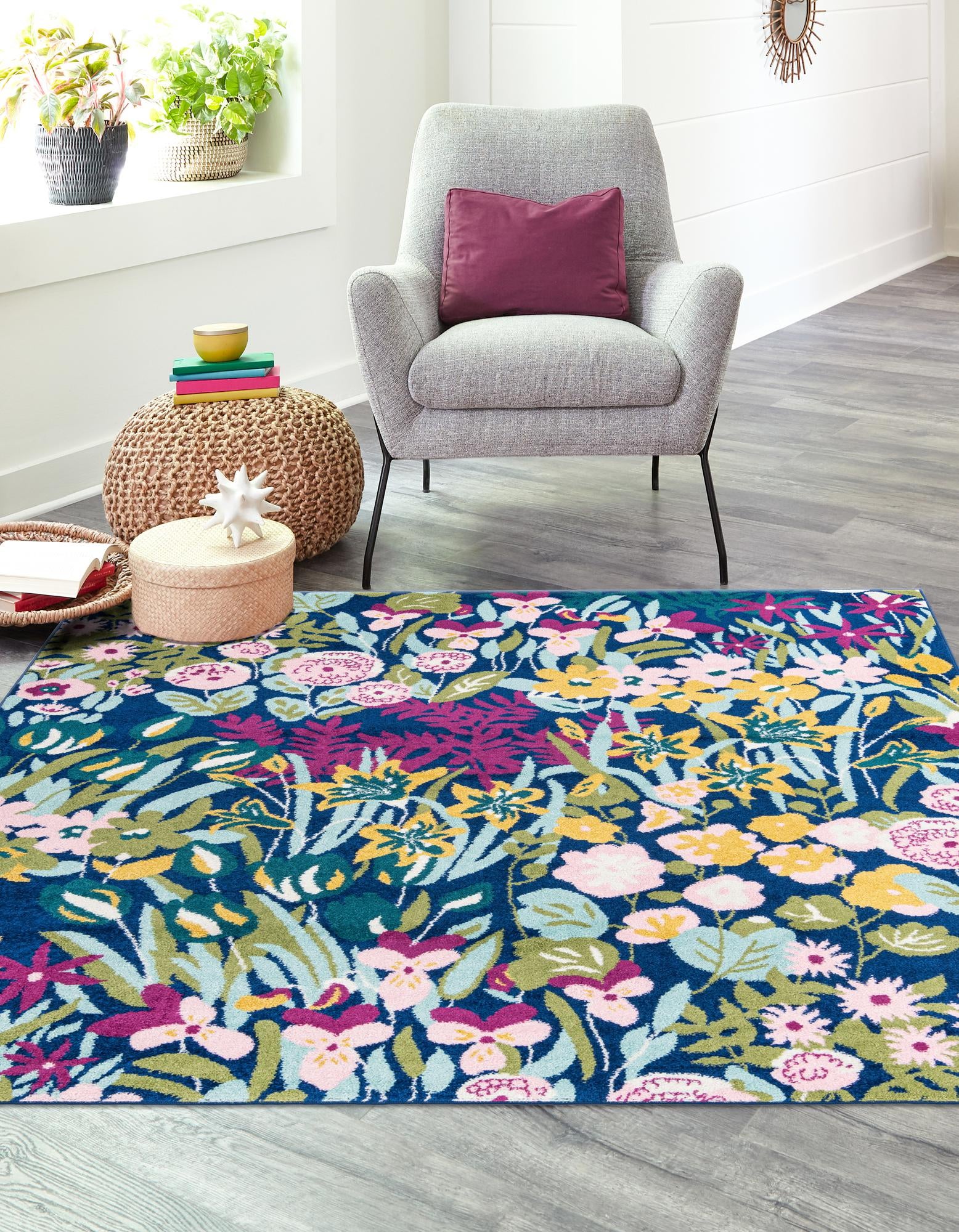 Multicolor 7' 10 x 7' 10 Bloom Square Rug | Rugs.com