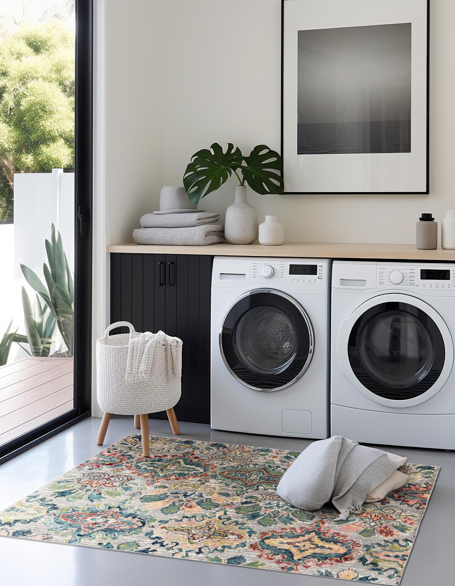 Multicolor 8' x 8' Charleston Square Rug | Rugs.com