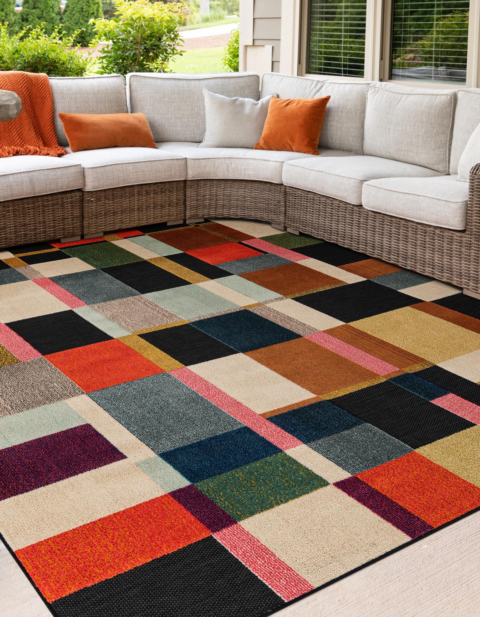Multicolor 7' 10 x 7' 10 Casablanca Indoor / Outdoor Square Rug | Rugs.com