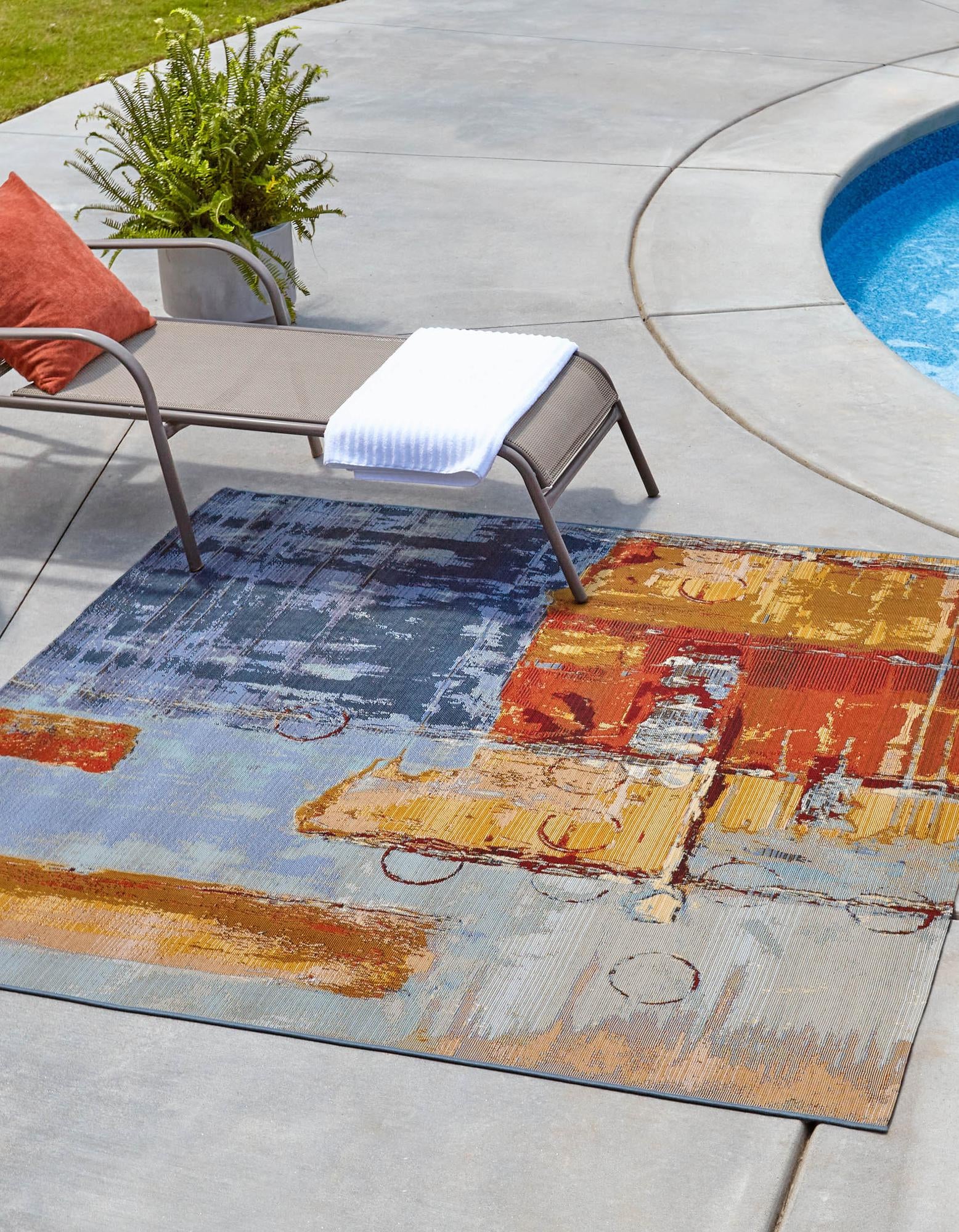 Multicolor 4' x 6' Modern Outdoor Rug | Rugs.com