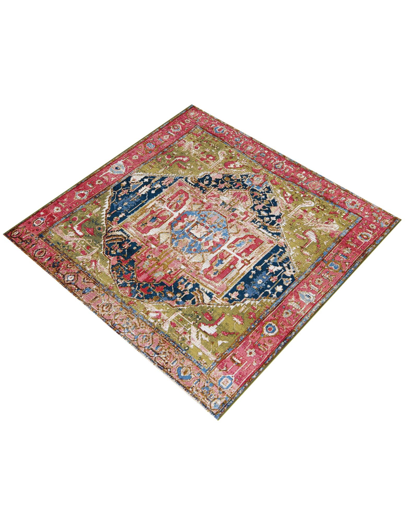 Multicolor 6' x 6' Traditional Indoor / Outdoor Square Rug | Rugs.com