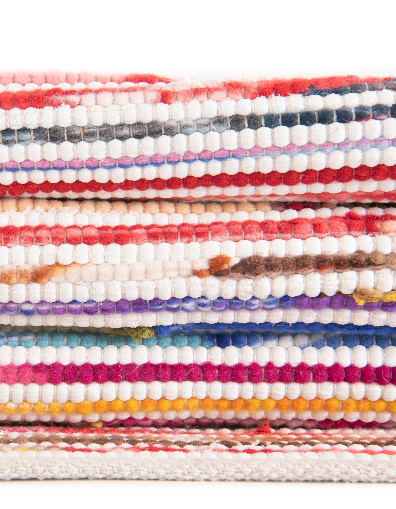 Multicolor White 9' x 12' Hand Woven Chindi Cotton Rug | Rugs.com