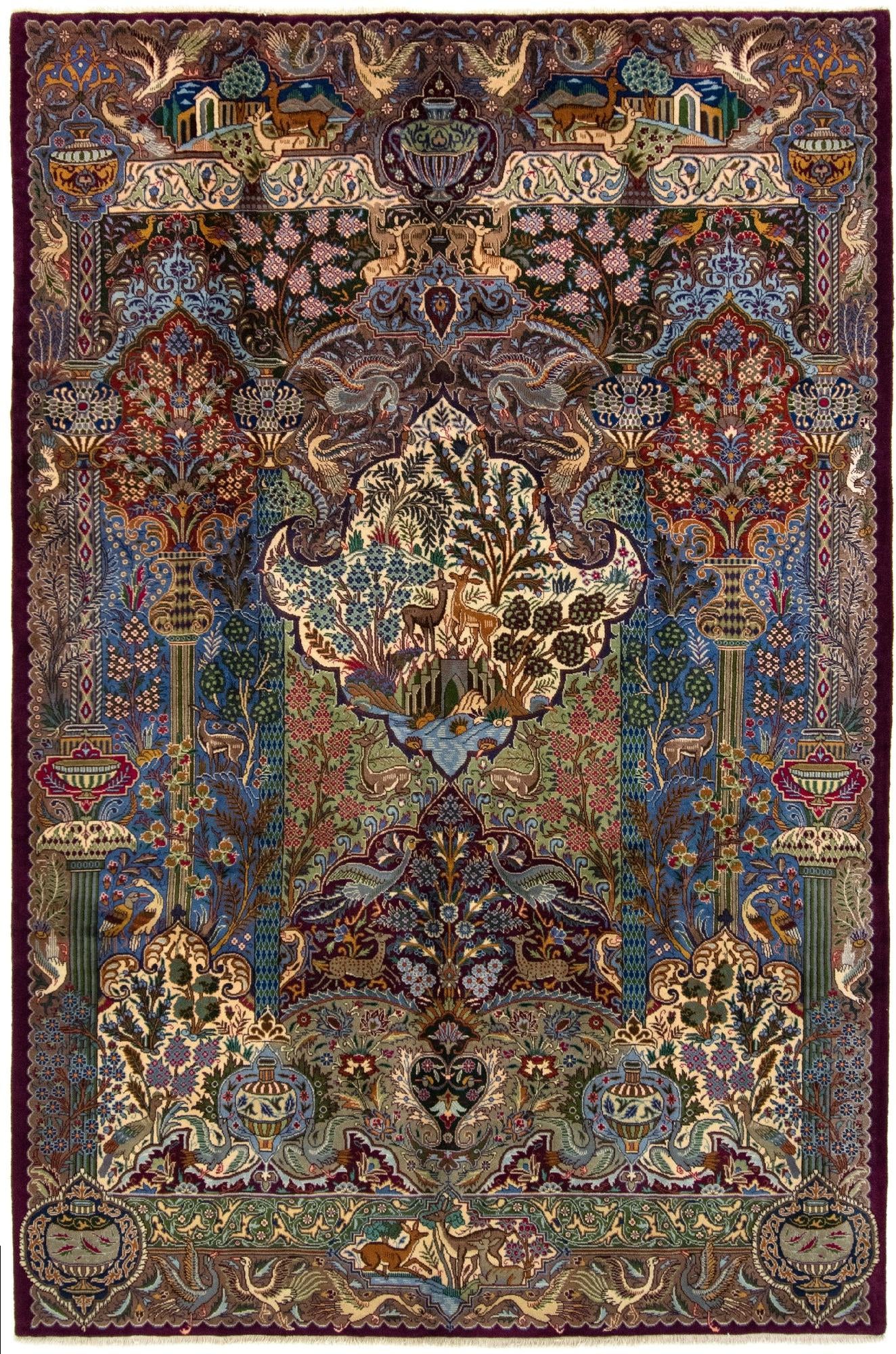 Multicolorcolor 6' 8 x 10' 1 Hand Knotted Kashmar Persian Wool Rug ...