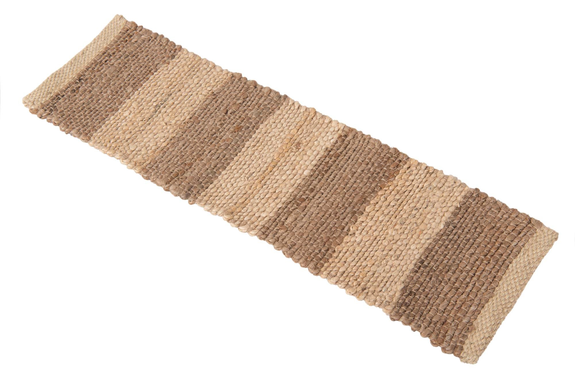Natural Ivory 0' 9 x 2' 6 Hand Woven Braided Jute Stair Rug | Rugs.com