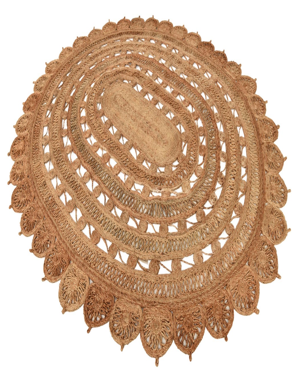 Natural 7' 10 x 10' Hand Braided Jute Oval Rug | Rugs.com