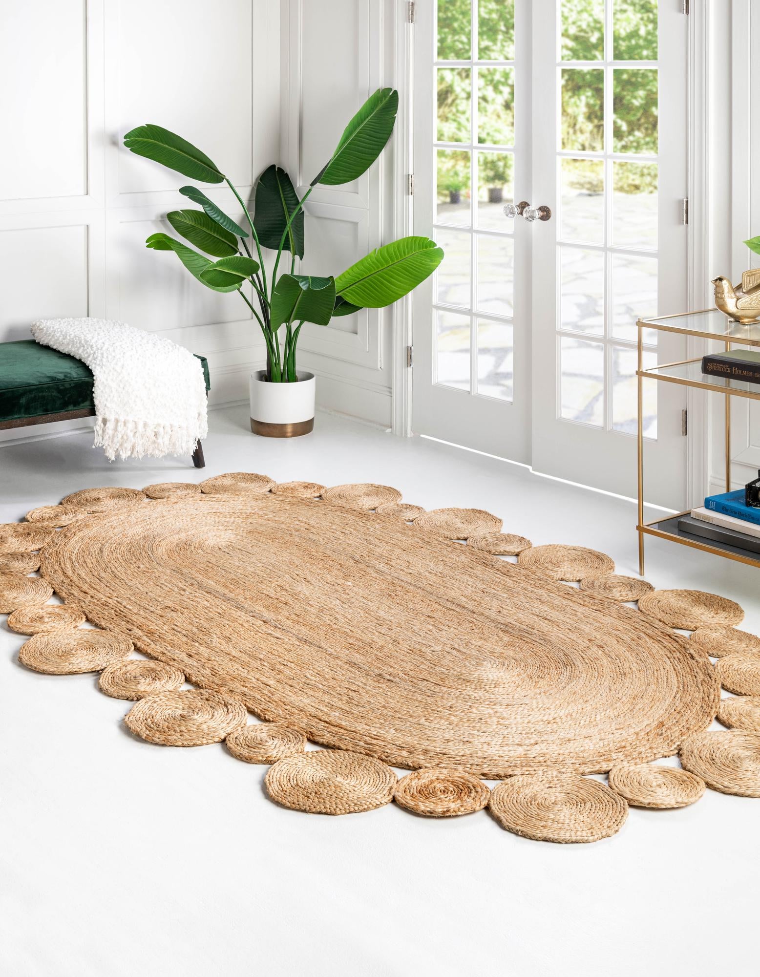 Natural 4' 1 x 6' 1 Hand Braided Jute Oval Rug | Rugs.com