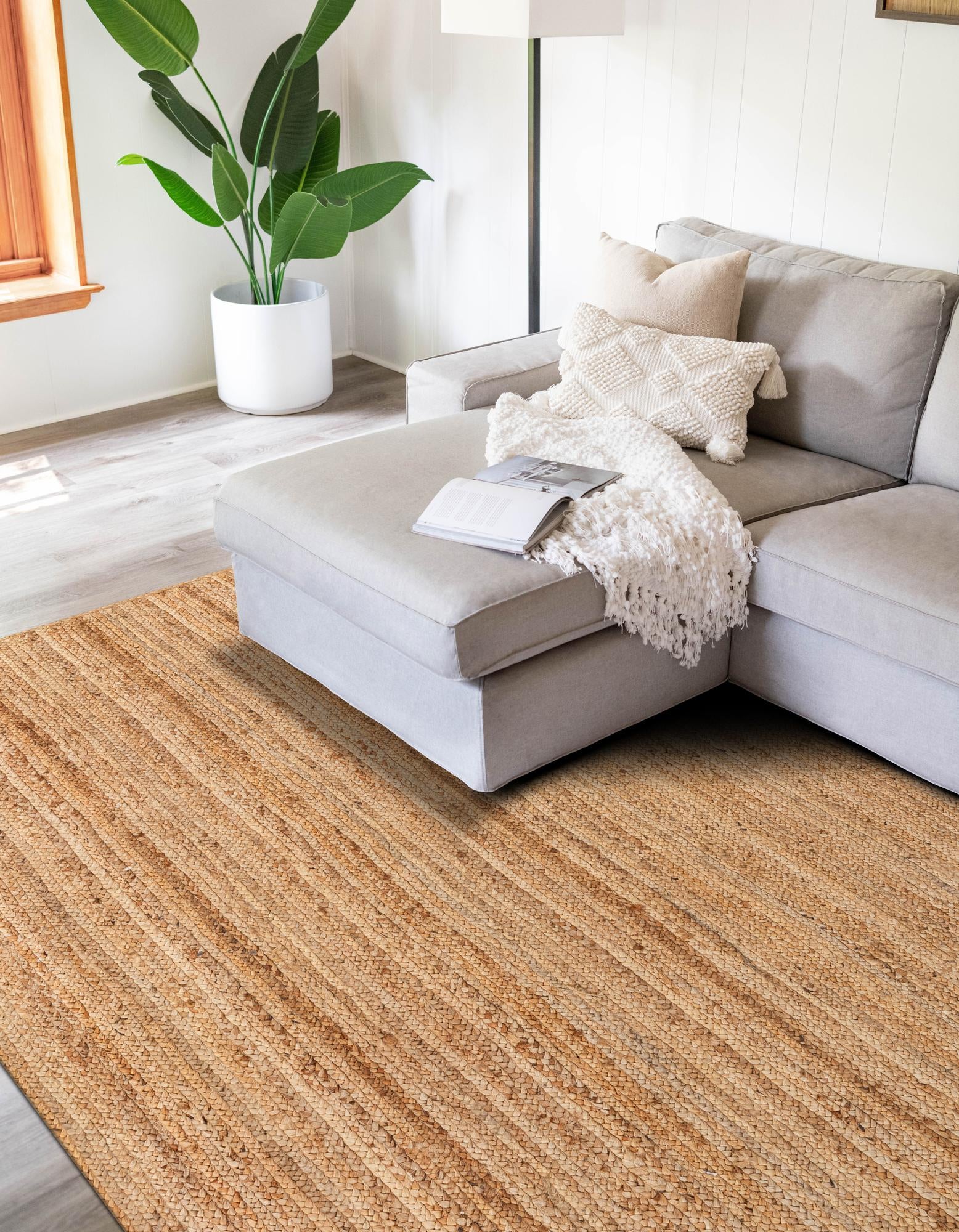 Natural 7' 10 x 10' Hand Braided Jute Luxe Rug | Rugs.com