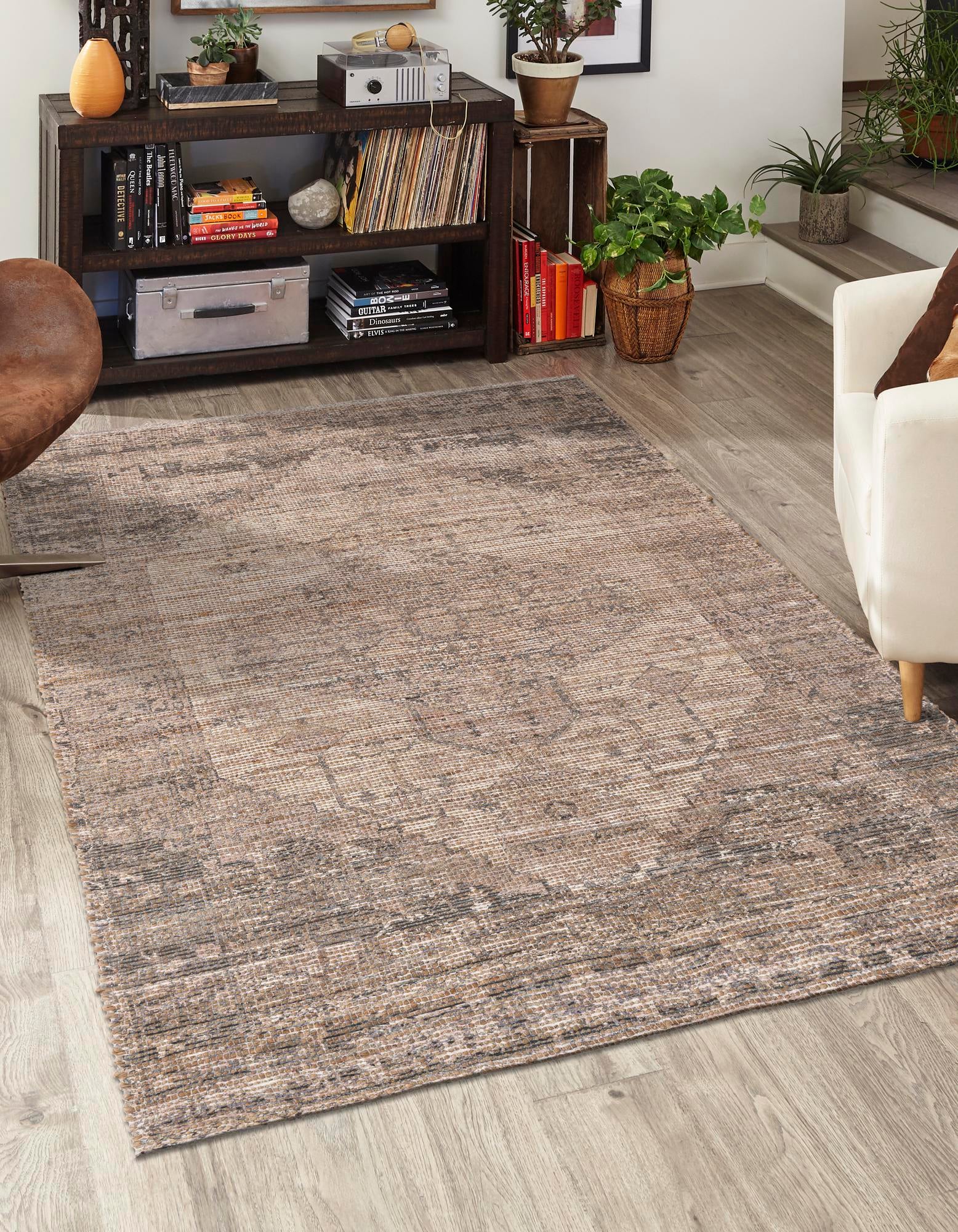 Natural 7' 10 x 10' Hand Woven Chenille Jute Rug | Rugs.com