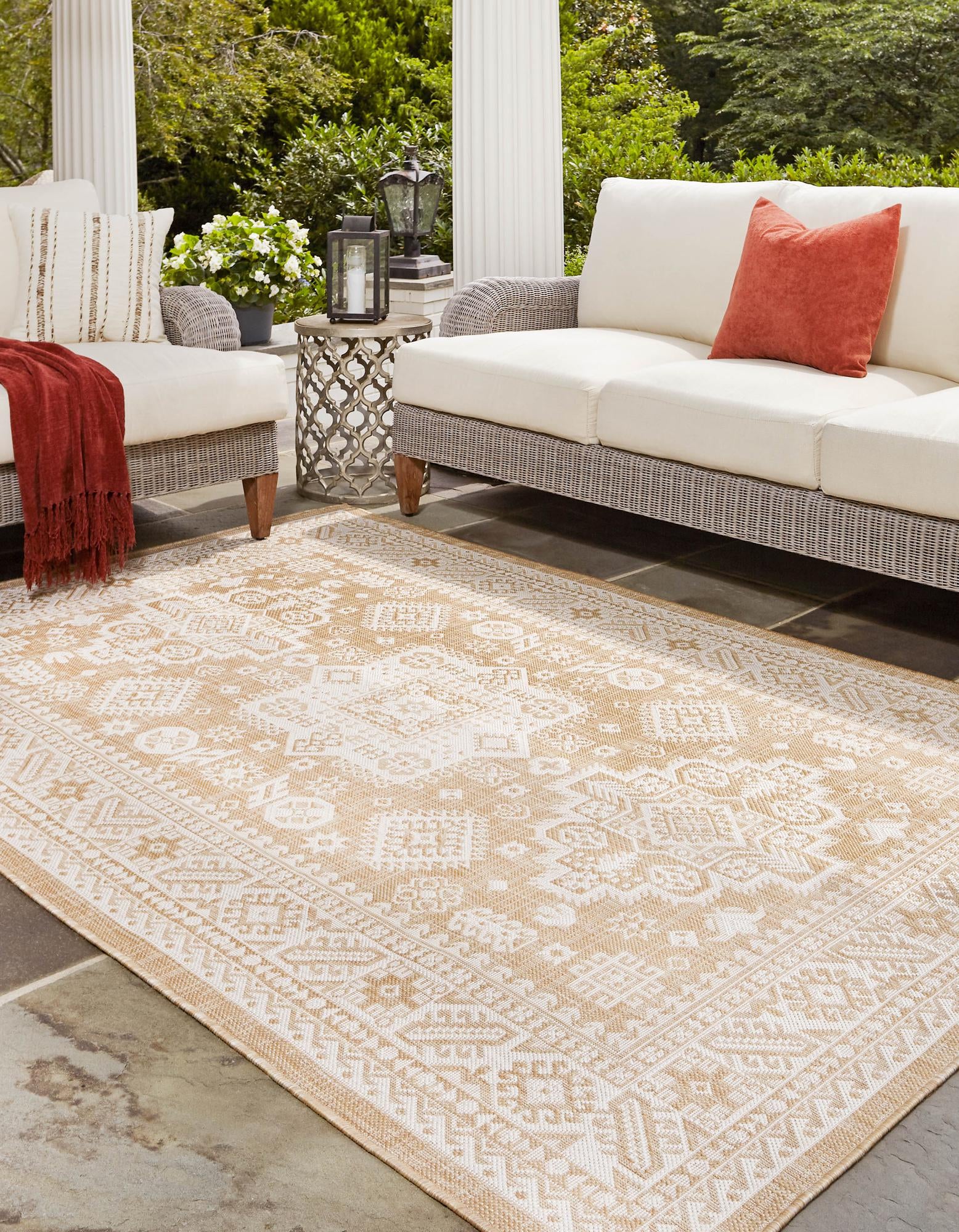 Natural 7' 10 x 11' Aztec Indoor / Outdoor Rug | Rugs.com