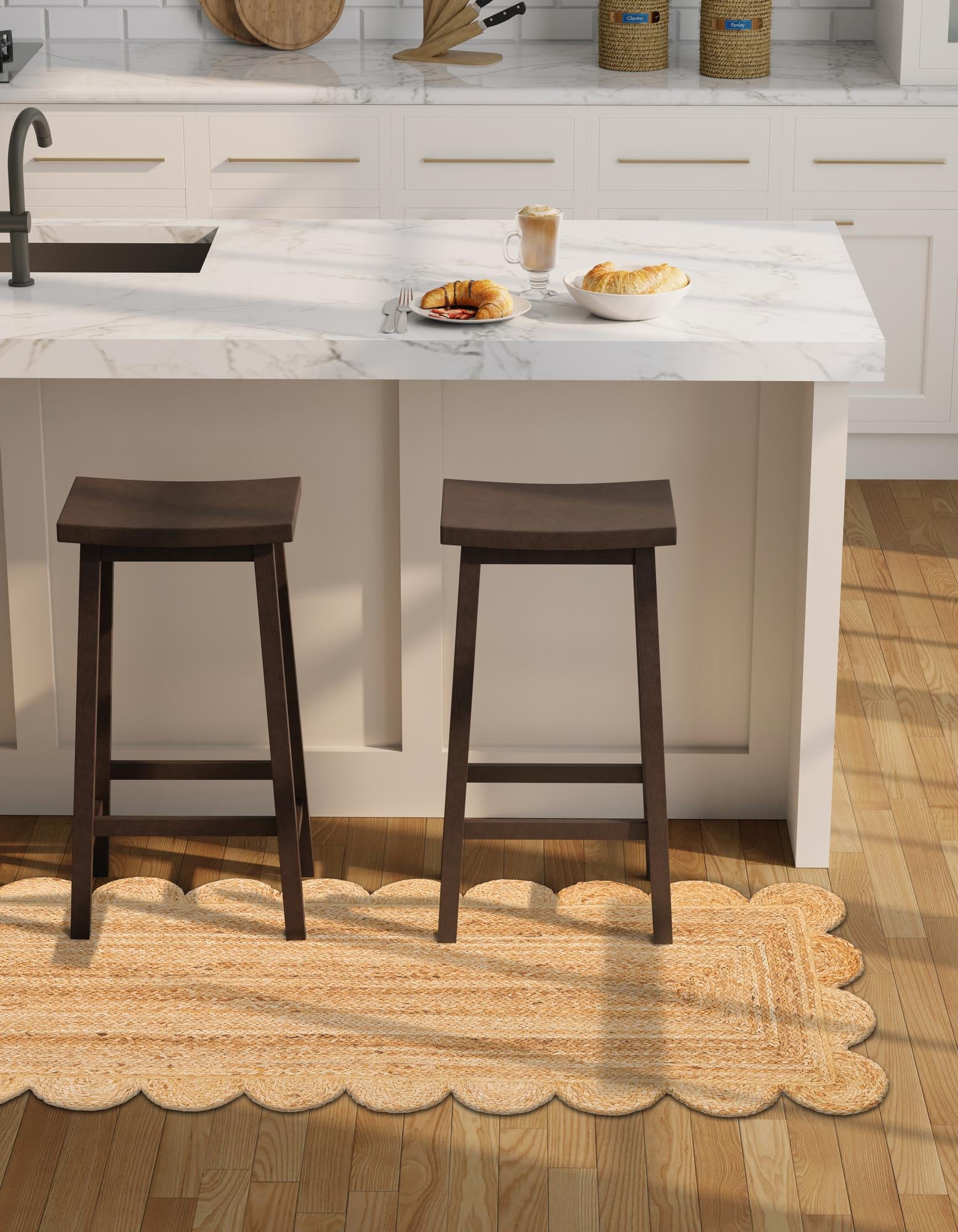 Natural 2' x 8' Hand Woven Scallop Braided Jute Runner Rug | Rugs.com